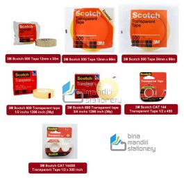 Jual Selotip Transparan 3M 12/18/24 mm Scotch 500 S/M/L, Scotch 600 ...